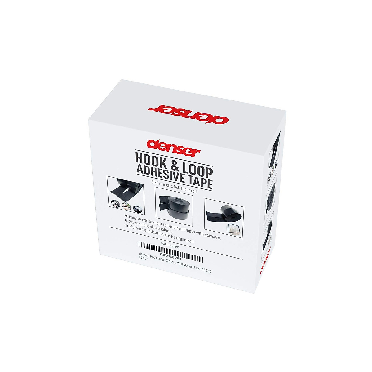 Denser 1 Inch Hook and Loop Tape Sticky Back - 5.5 Yards (16.5 Feet) - Strips Adhesive Heavy Duty Black Roll (1 inch * 16.5 ft)