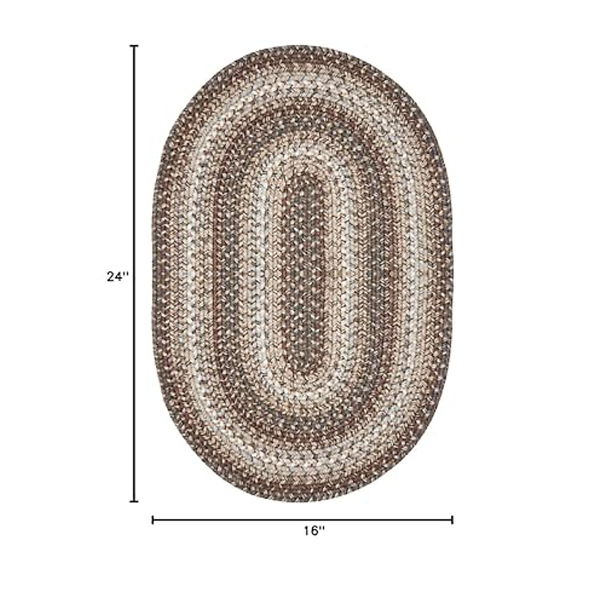 Homespice Wildwood Braided Bath Mat 16x24 Oval Braided Rug. Washable Indoor-Outdoor Entrance Rug, Kitchen Mat, Bathroom Rug, Pet Food Mat