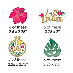 Big Dot of Happiness Last Luau - Paper Straw Decor - Tropical Bachelorette Party and Bridal Shower Striped Decorative Straws - Set of 24