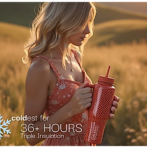 Coldest 40 oz Tumbler with Handle and Straw, 100% Leak Proof Insulated Tumbler with Lid and Straw (3 Lids), Stainless Steel Tumblers for Women & Men, Cup Holder Friendly, 46 oz (Camouflage Flag)