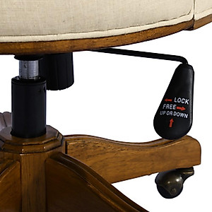 Home Office Chair Adjustable Height Swivel Chair with Wheels Linen Fabric Upholstered Computer Desk Chair with Wooden Legs Comfortable Armless Chair for Home Office Study Studio(Beige)