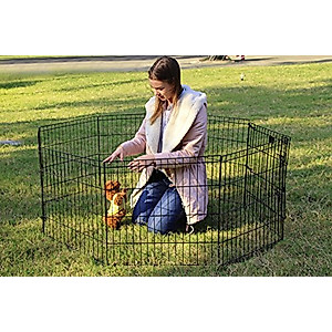 PEEKABOO Dog Pen Pet Playpen Dog Fence Indoor Foldable Metal Wire Exercise Puppy Play Yard Pet Enclosure Outdoor 8 Panels 24 Inch (Only Black playpen)