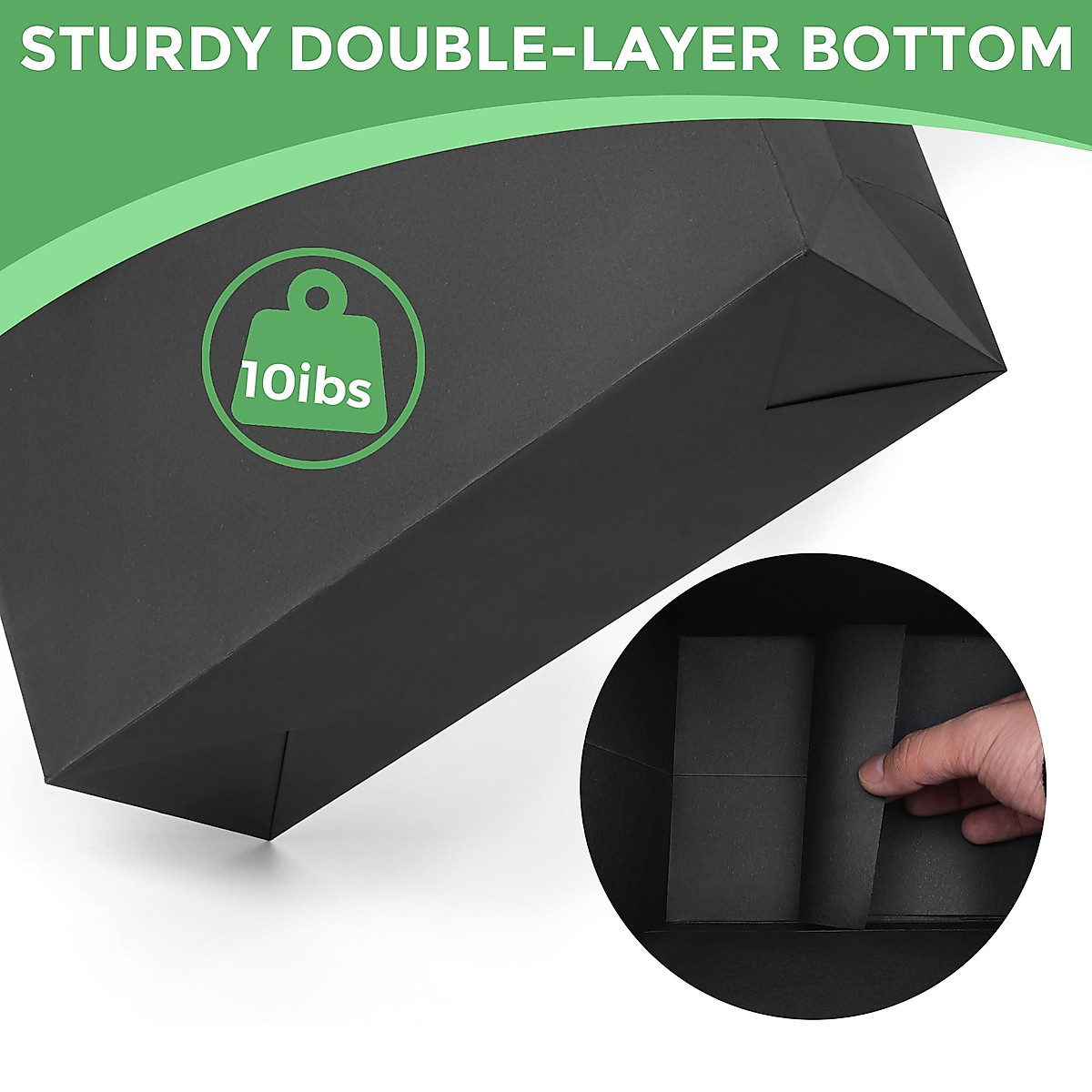 MOXARYSU Black Gift Bags With Handles: 12.5x4.5x11 Inch 6pcs Large Paper Gags Bulk For Party Shopping Birthday Wedding