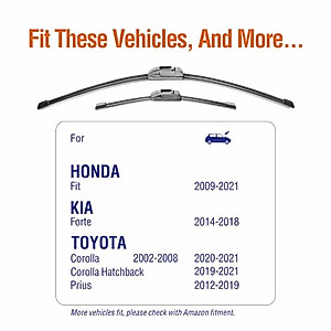 WOWIPER OE Quality Windshield Wiper Blades - 28 and 14 inch (Set of 2), Metal Base for 300% More Stable, for Hyundai Elantra 2016-2011 /Toyota Corolla 22-20 Prius C 19-12 /Honda Fit 22-09 +More