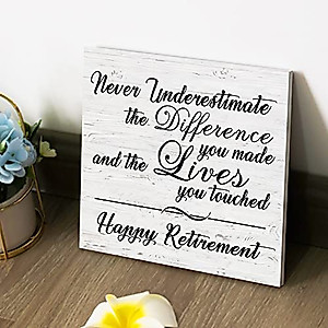 Happy Retirement Wooden Plaque, Retirement Sign for Men, Retirement Gifts for Women, Appreciation Gift For Boss, Colleague, Co-worker, Teacher, Friend, Retiring Present Idea And Stand