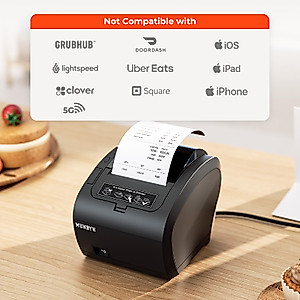 MUNBYN WiFi Receipt Printer with USB Port, 80mm POS Printer Works with Square Mac Windows Chromebook Linux Cash Drawer, ESC/POS (P047-WiFi), Do Not Support Clover Ubereats Shopify Bluetooth 5G WiFi