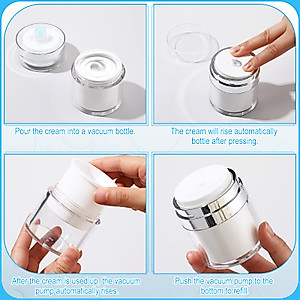15 Pcs Airless Cosmetic Container Vacuum Cosmetic Bottle Vacuum Cream Jar Travel Cream Container Empty Refillable Cosmetic Air Pump Bottle Airless Pump Jars for Creams (1.7oz/50ml)