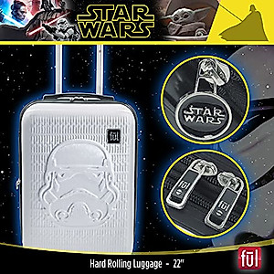 FUL Star Wars Storm Trooper Carry-On Rolling Suitcase, Hardside Travel Luggage with Spinner Wheels, 21 Inches, White