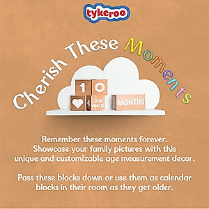 Tykeroo Baby Monthly Milestone Blocks — Cute Nursery Decor — Lovely Newborn Photography Props — Baby Shower Gifts (Natural Beech)