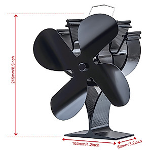 HAWCAFU Wood Stove Fan Heat Powered Stove Fan Fireplace Fan Log Burner Fan for Gas/Pellet/Log/Wood Buring Stove