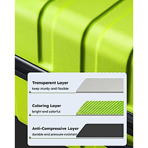 Luggage 3 Piece Sets Hard Shell Luggage Set with Spinner Wheels, TSA Lock, 20 24 28 inch Travel Suitcase Sets (Light Green, 3 Piece Set)…