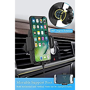 KOMOI Cell Phone Holder for Car, Universal Car Air Vent Mount with Adjustable Compatible with iPhone 11 Pro Max XS XS Max XR X 8 8+ 7 7+ SE 6s 6+ 6 5s Samsung Galaxy S10 S9 S8 S7 and More (Dark Grey)
