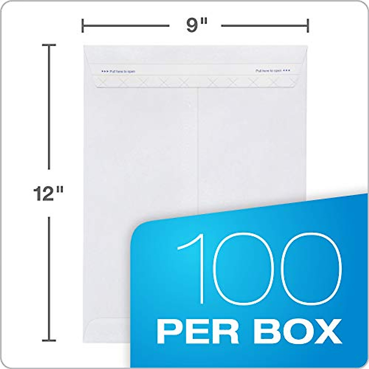 Columbian Envelopes Columbian 9 x 12 Catalog Mailing Envelopes, SimplySafe Tamper Evident, Security Tint, Pull Strip, Peel and Seal Closure, White, 100/Box (COLO930)