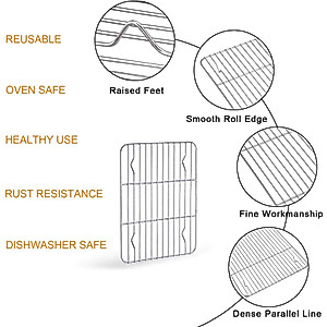 TeamFar Toaster Oven Pan Tray with Cooling Rack, Stainless Steel Toaster Ovenware broiler Pan, Compact 8''x10''x1'', Healthy & Non Toxic, Rust Free & Easy Clean - Dishwasher Safe