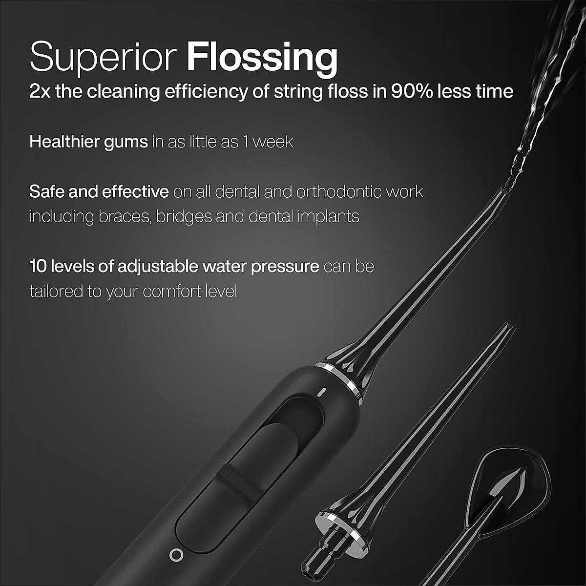 Aquasonic Home Dental Center PRO – Brushing & Flossing Made Easy – Brush & Floss – Power Toothbrush & Water Flosser – Whiter Teeth & Healthier Gums – Black Series Pro+Oral Irrigator