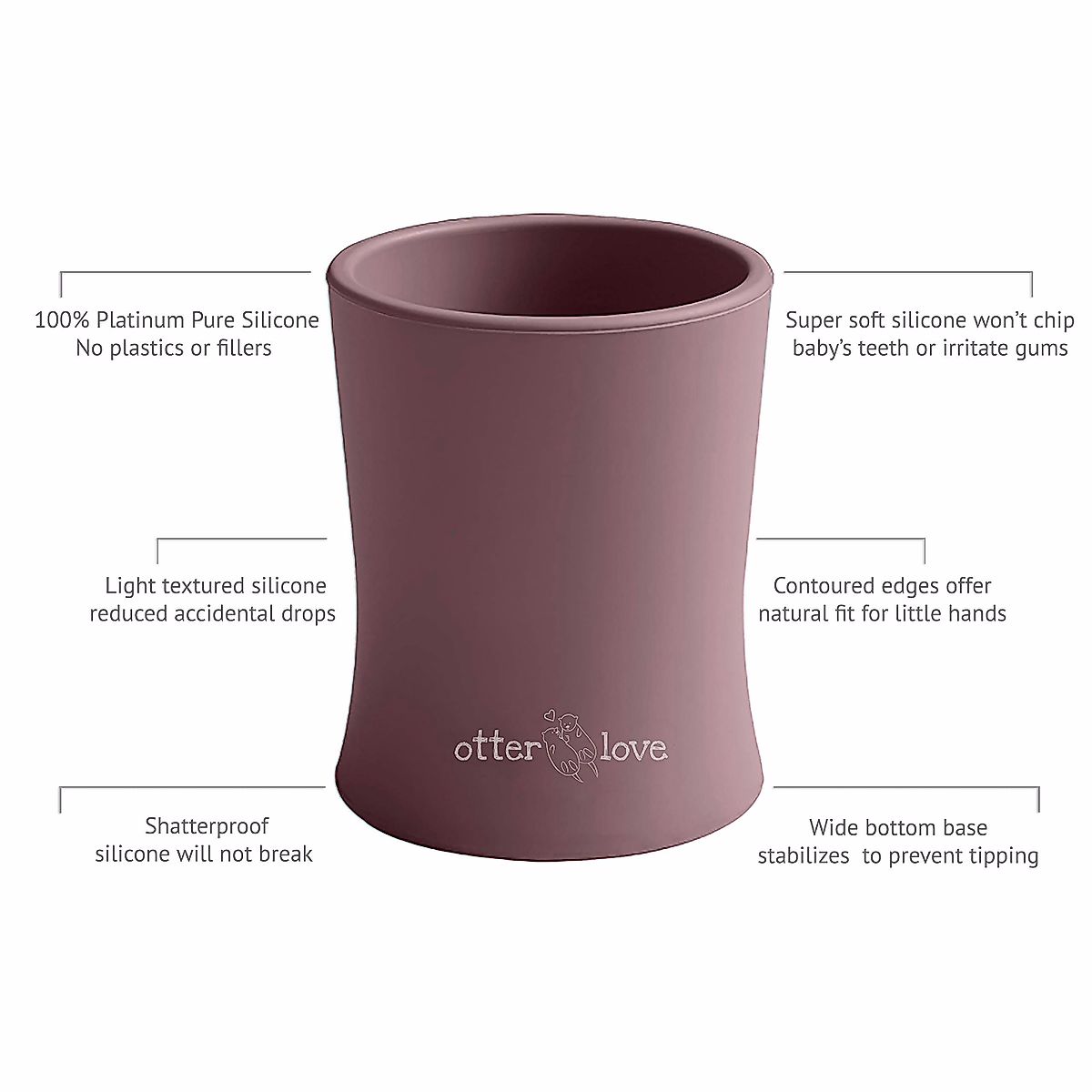 otterlove Natural Grip Silicone Cup and Waterproof Silicone Bib - Woodchuck Stars Bundle