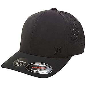 Hurley Men's Phantom Ripstop Curved Bill Baseball Cap, Black/Black, S-M