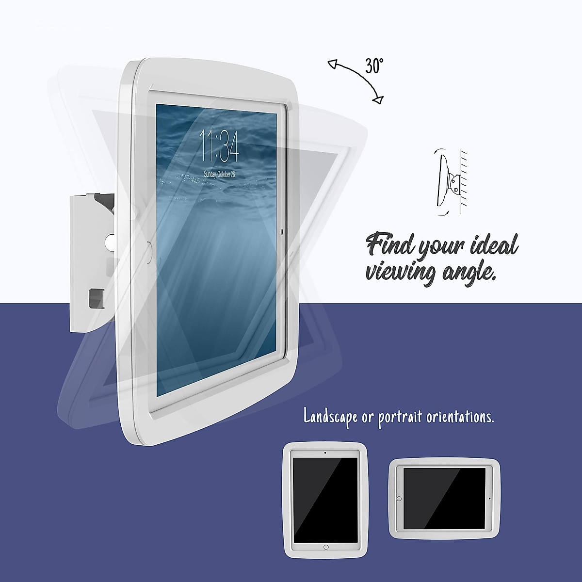 Beelta Tablet Wall Mount Compatible with 10.2 inch iPad 7th 8th 9th Gen Lockable Tiltable Anti Theft Security Adjustable