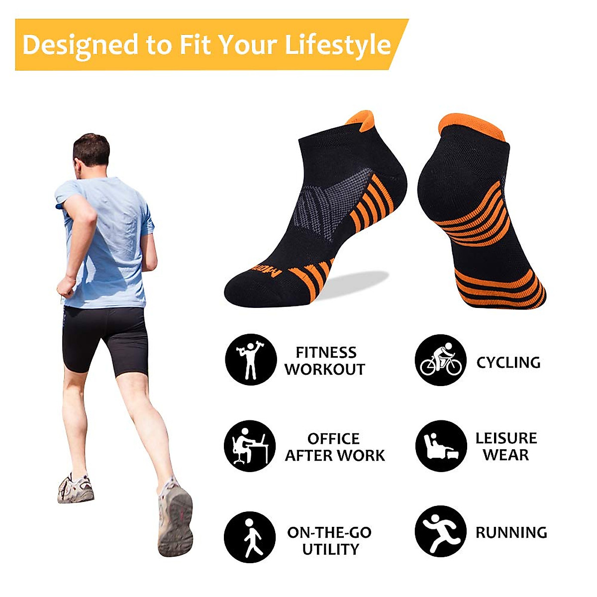 JOYNÉE Mens Ankle Athletic Socks Low Cut Week Socks for Sports Running 7 Pack,Black,Sock Size:10-13