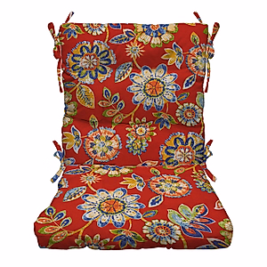 RSH DECOR: Tufted High Back Seat Cushion | 44” x 22” | All-Weather Spun Fabric | Water and Fade-Resistant | Outdoor Chair Cushion for Patio Furniture | Daelyn Cherry