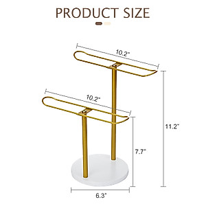 MoyRetty Headband Holder Organizer, 2-Tier Metal Hair Hoop Display Stand Headband Organizer Storage Hair Ropes Accessories Bracelets Bangles Bedroom College Dorm Decor for Girls Women, Gold