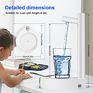 Desktop Water Dispenser, Yimidear Portable Electric Water Pump for 5 Gallon & Universal Bottles, Intelligent USB Charging Water Bottle Dispenser for Home, Office, Outdoor (White)