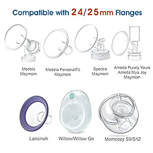 13mm Maymom Flange Inserts (Long) Compatible with Freemie 25mm Flanges; Compatible with 24mm Medela PersonalFit Flange, Spectra 24mm Flange, Willow Willow Go 24 mm Cup, 2pc/pk