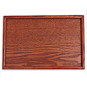 Solid Wood Serving Tray, Rectangle Non-Slip Tea Coffee Snack Plate, Food Meals Serving Tray with Raised Edges for Home Kitchen Restaurant(11.8x7.9x0.8, Brown)
