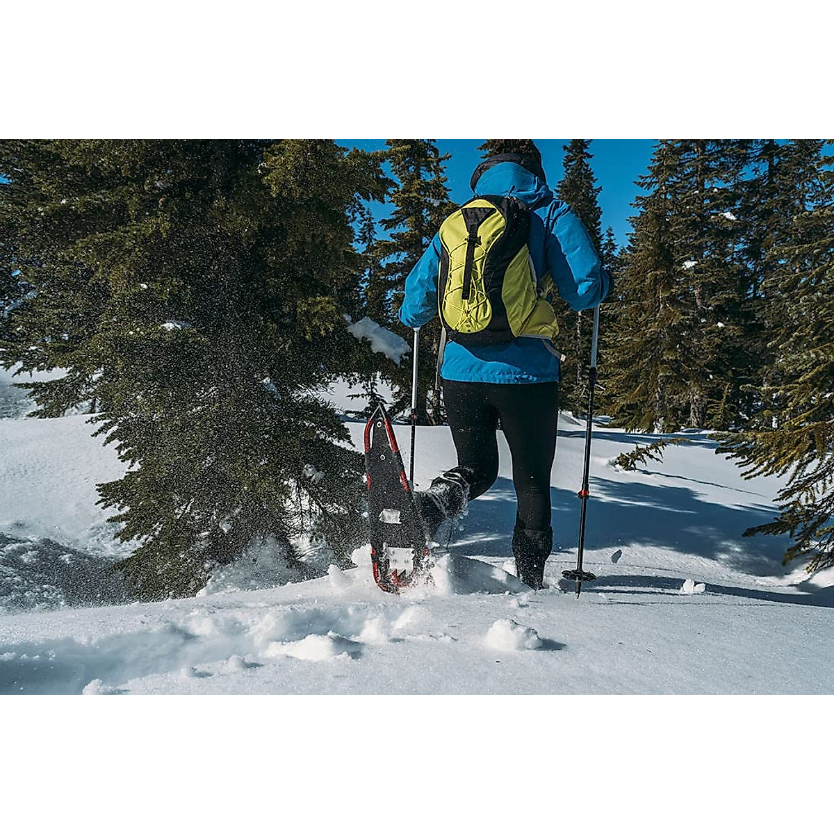 Crescent Moon Yellowstone 24.5 Aluminum Snowshoe (Red): Unisex, Ultralight Trail Snowshoe with Award Winning Single Loop Pull Binding, Aluminum Crampons and Heel Lifts