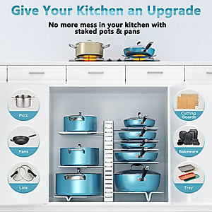 ORDORA Pots and Pans Organizer for Cabinet, 8-Tier Heavy Duty 120LBS Pots Pans Organizer Rack under Cabinet