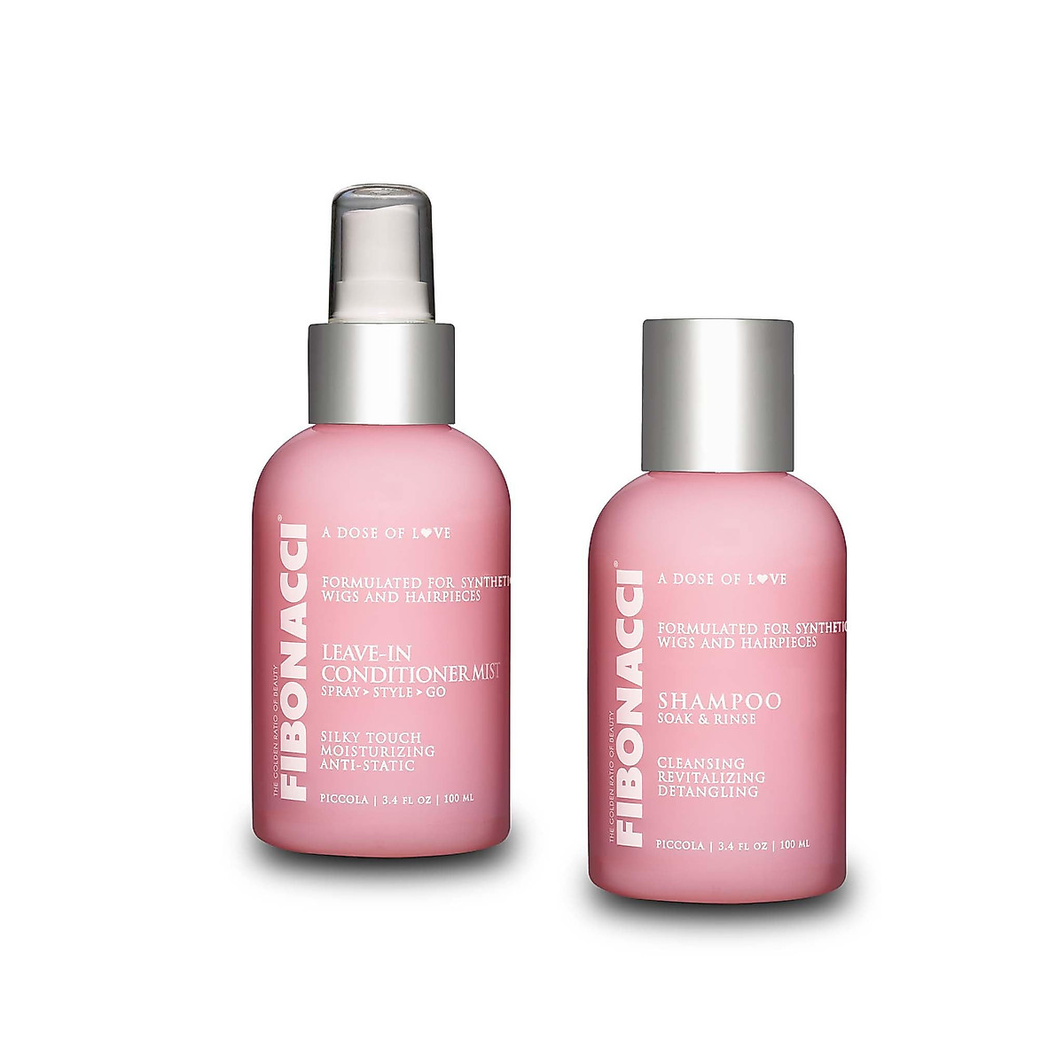 FibonacciBeauty NEW Fibonacci Beauty Synthetic Wig Shampoo & Conditioner Combo Pack Premium Care Solution, Soak Rinse/Spray Go Revitalizes, Moisturizes, Detangles TSA Approved, 3.4 Fl Oz (Pack of 2)