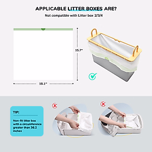 Bilibara 65 Count Drawstring Litter Box Liner Bags for Auto Self-Cleaning Litter Box, Extra Thick Leak Proof Cat Litter Replacement Waste Bags, Unscented, 18.1"W x 15.7"H, 3.5 Gal