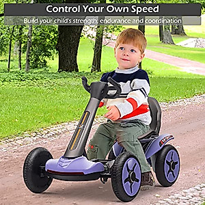 MOLACHI Go Kart for Kids,12V Battery Ride on car,Kids Electric Vehicles,Ride On Toys for Boys & Girls with Ergonomic Adjustable Seat（Purple）
