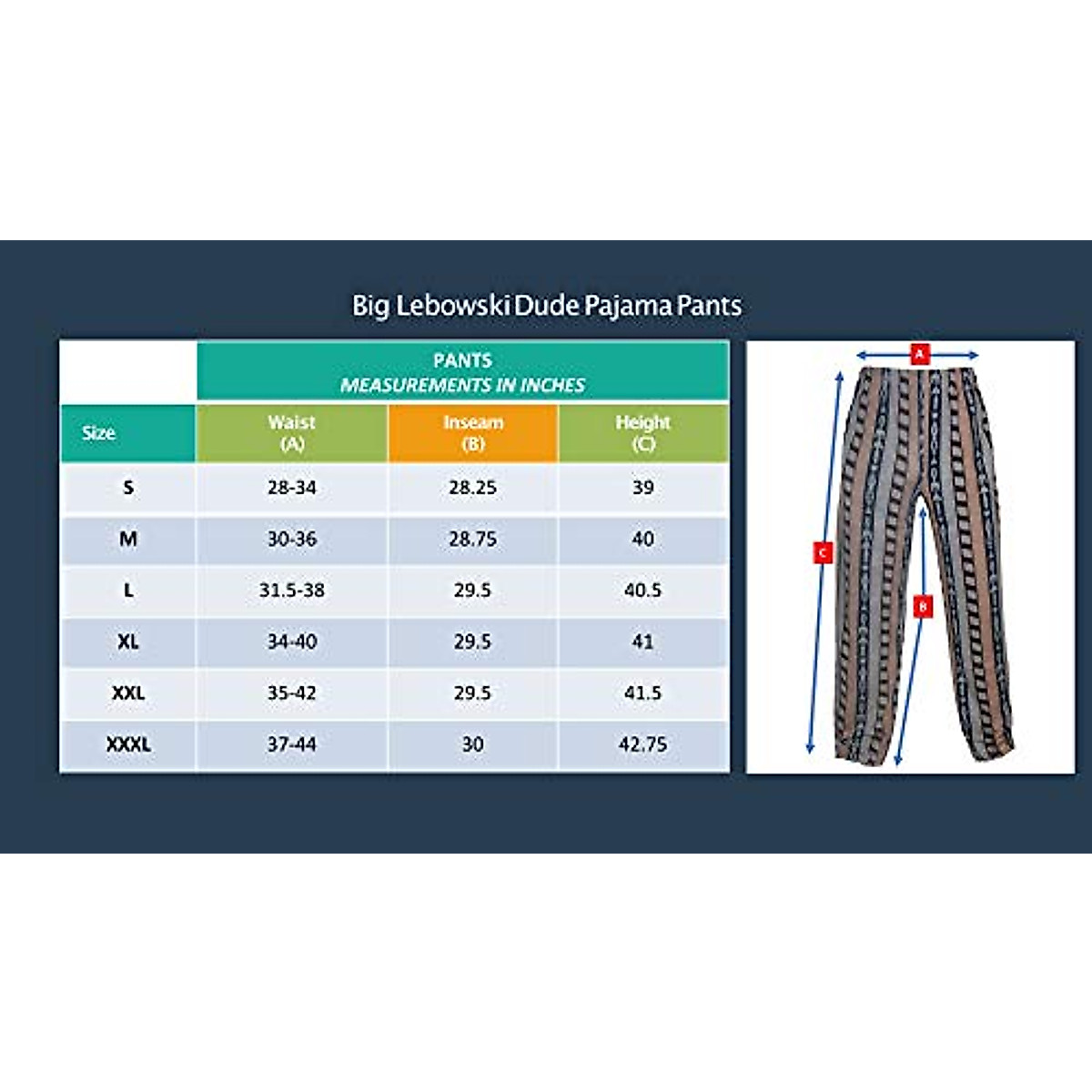 Costume Agent The Dude Lebowski Movie Character Pajama Pants Halloween Costume Cosplay Multicolor