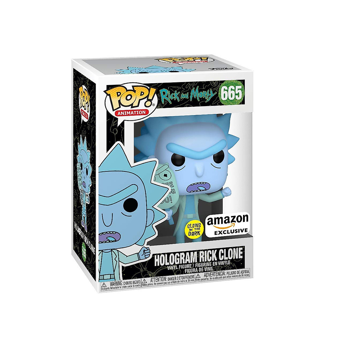 Funko Pop! Animation: Rick and Morty - Holgram Rick Clone Vinyl Figure, Glow in The Dark, Amazon Exclusive