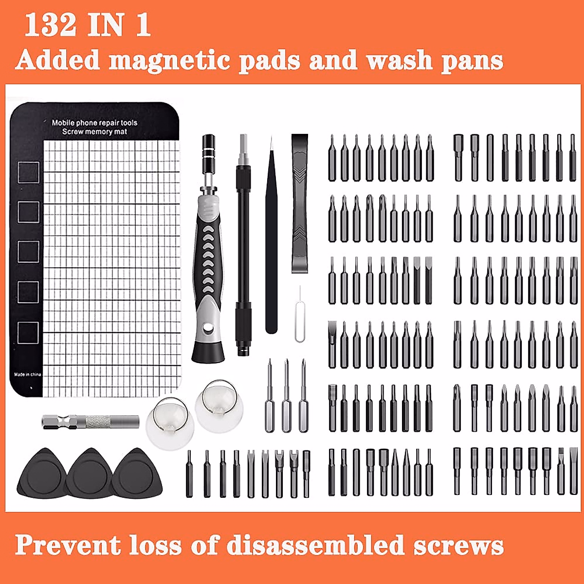 YAOASEN Precision Screwdriver Set, 132 in 1 Small Screwdriver Set with 120 Bits, Tri-Wing, Hex, Torx, for Electronics Item, Craftsman, MacBook, Phone, PS4, Game Console, Watch, Eyeglasses, Xbox, DIY