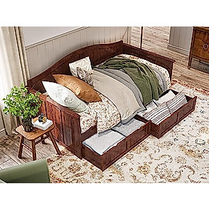 AFI, Nantucket Twin Size Wood Daybed Frame with 2 Storage Drawers, Walnut (Brown)