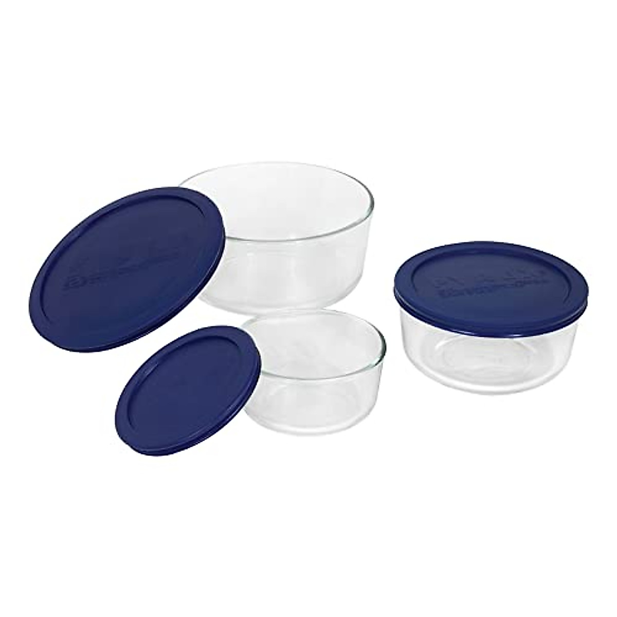 Pyrex Easy Grab 8-Piece Glass Baking Dish Set, 13x9-Inch, 8x8-Inch & 1-Cup & Simply Store 6-Pc Glass Food Storage Container Set, 7-Cup, 4-Cup, & 2-Cup Round Glass Storage Containers