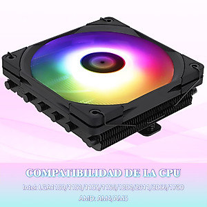 Thermalright AXP120-X67 Black ARGB Low Profile CPU Air Cooler with Quite 120mm TL-C12015B-S PWM Fan, 6 Heat Pipes, 67mm Height, for AMD AM4/Intel LGA 1700/115X/1200/20XX