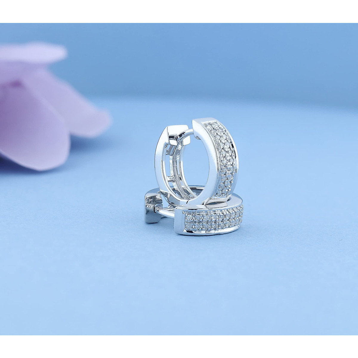 Dazzlingrock Collection Round White Diamond Double Row Unisex Hoop Earrings in 925 Sterling Silver