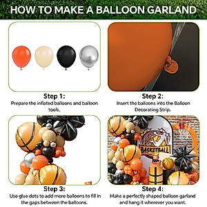 Basketball Balloon Arch Garland Kit, 100Pcs Basketball Party Balloons Orange Black Balloon Garland for Boys Birthday Party Sports Party Gender Reveal Graduation with 4D Balloons