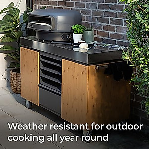 Everdure Pizza Oven Station - Preparation Cart with Stainless Steel Countertop, Four Slide Out Shelves, On Wheels for Portability