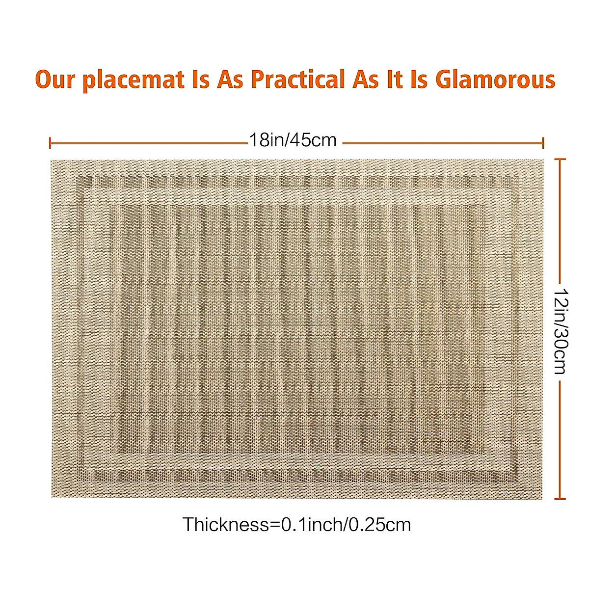 Bxzandya Placemats Set of 8,Washable,Heat and Stain Resistant Indoor/Outdoor Place mats, Vinyl Woven Non Slip Table Mats for Restaurant Table Protection, PVC Table Placemats.(Beige, 8PCS)