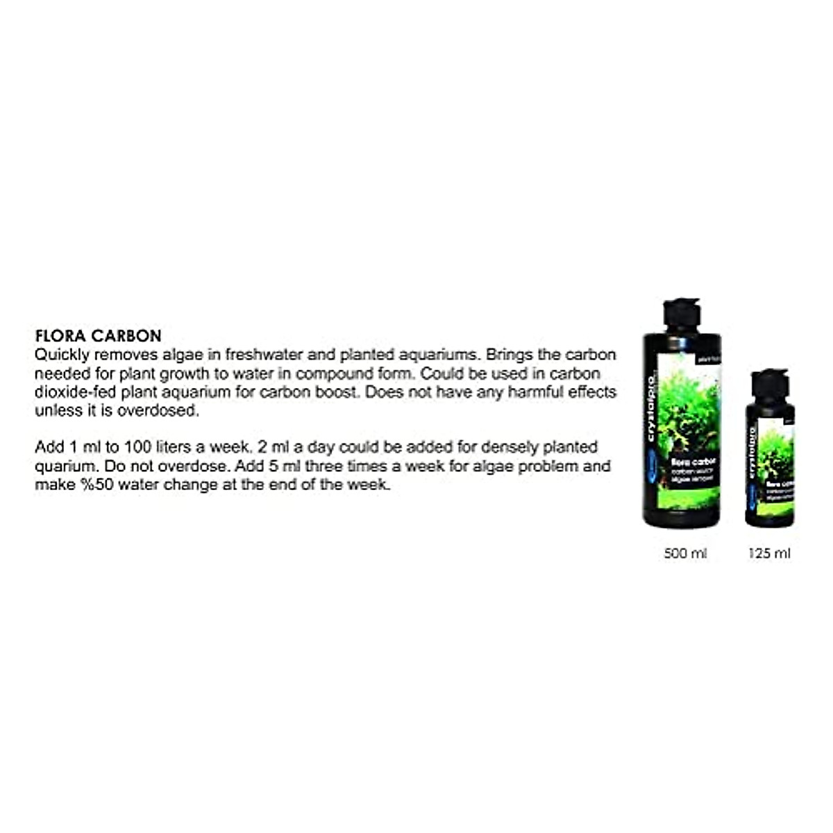 Crystalpro Flora Carbon 4.22 Oz - Concentrated Bioavailable Carbon Source for Freshwater and Planted Aquariums (125 ml)
