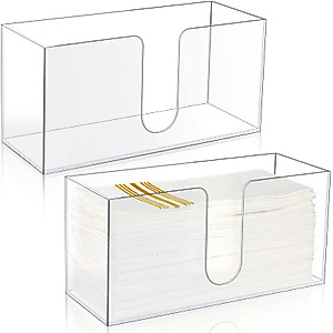 Mumufy 2 Pcs Fold Paper Towel Dispenser Countertop Paper Napkins Dispenser Napkin Holder Multifold Acrylic Paper Towel Dispenser for Z Fold C Fold Disposable Hand Towel (Clear)