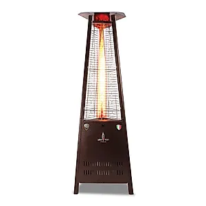 Lava CAPRI A-LINE 42000 BTU Portable Propane Pyramid Patio Heater - 4.75 Inch Glass Tube - 304 Stainless Steel - Triple Protection System - Safety Tilt Switch - 36 Sq. Ft. Heat Range - Stainless Steel