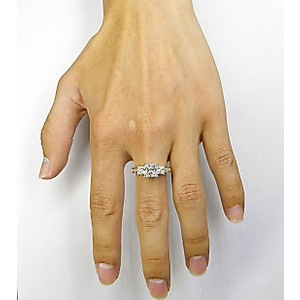 ZLAEBL 2 3/5 Carat (ctw) 3-Stone Princess Cut Moissanite engagement rings for women rings Platinum Plated Silver moissanite rings Name Custom Personalized Free Engraving