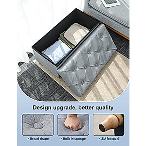 Nicehill 2022 Upgraded 30 Inches Storage Ottoman with Non-Skid Wooden Legs, 80L Ottoman with Storage for Living Room,Bedroom & Entryway, Foot Rest, Load 350lbs (Elegant Grey)