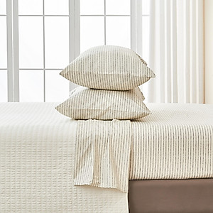 4-Piece Full Size Stripe Microfiber Sheet Set | Ultra-Soft, Brushed Bedding Sheets & Pillowcases | Wrinkle Free, Comfortable, All-Season Bed Sheets (Full, Light Grey)