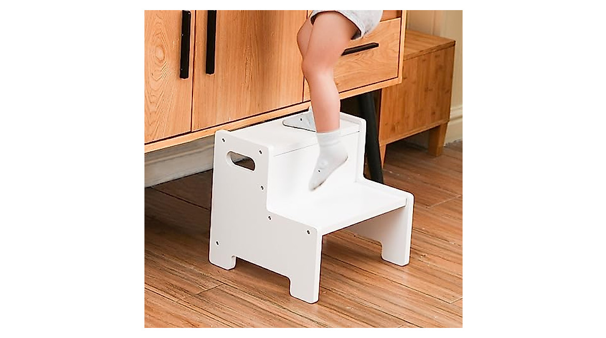 Sturdy Wooden Step Stool for Kids & Adults - 200 lbs